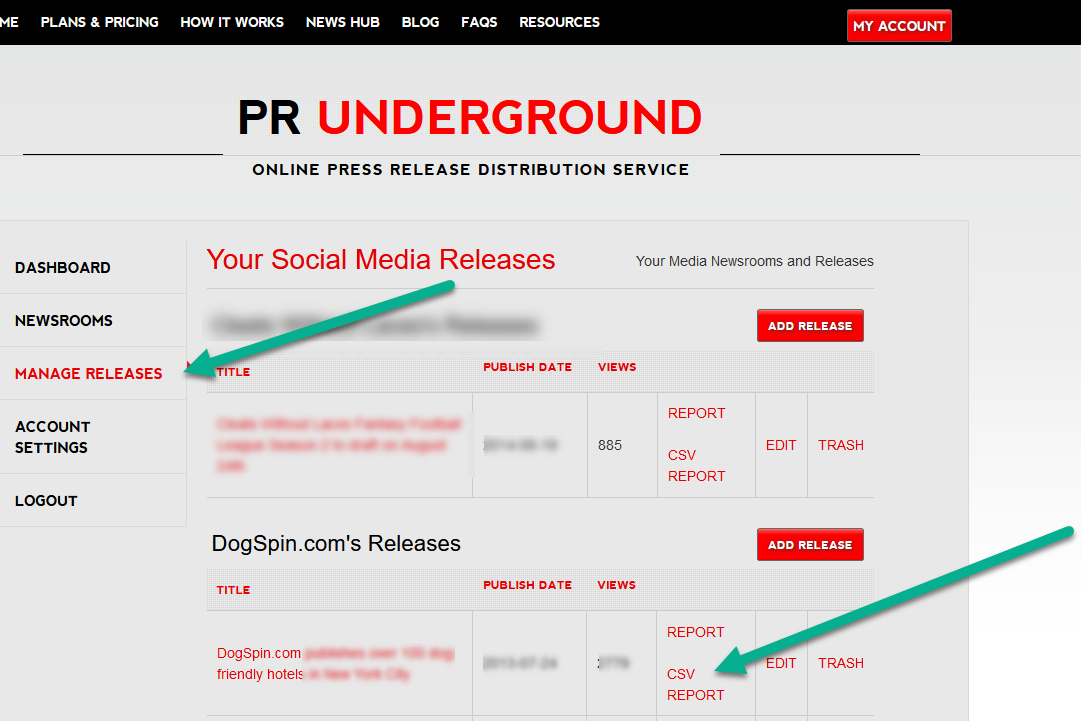 Download a CSV (Excel) file with your PRunderground press release ...